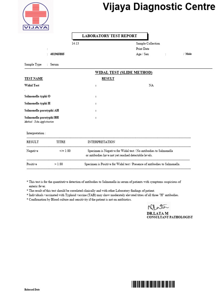 Vijaya Diagnostic Center Report | PDF | White Blood Cell | Clinical ...