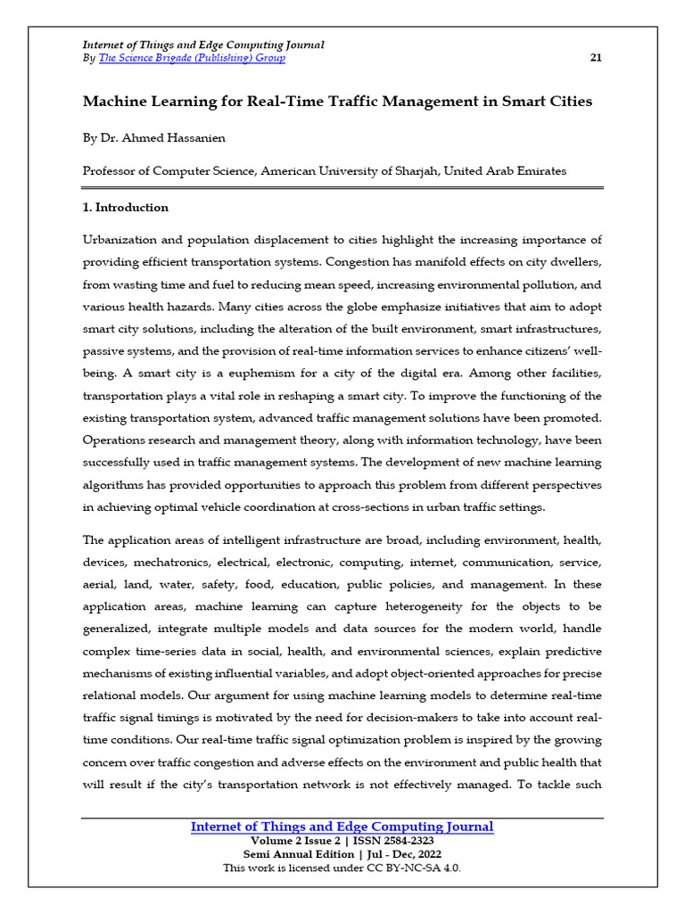 Machine+Learning+for+Real Time+Traffic+Management+in+Smart+Cities | PDF ...