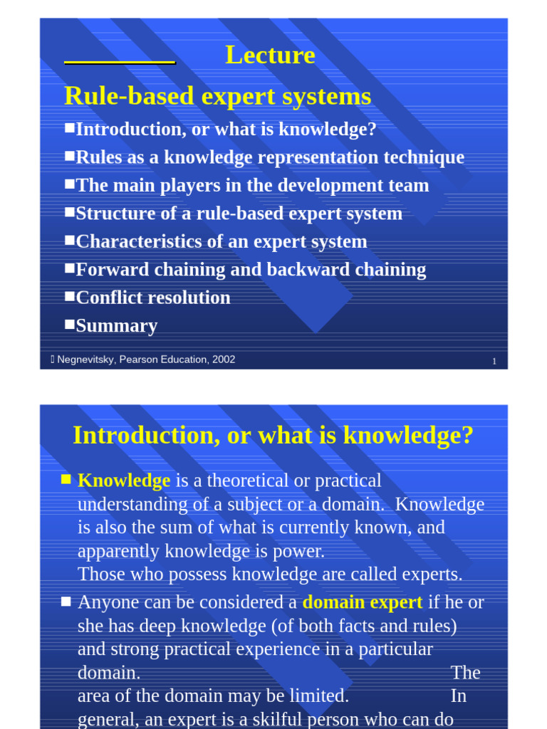 Lecture Five - Rule Based Systems | PDF | Knowledge Representation And Reasoning | Knowledge
