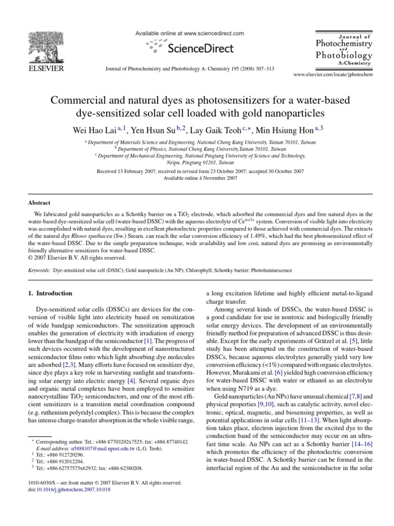 2008 - Lai Et Al - Commercial and Natural Dyes As Photosensitizers For ...