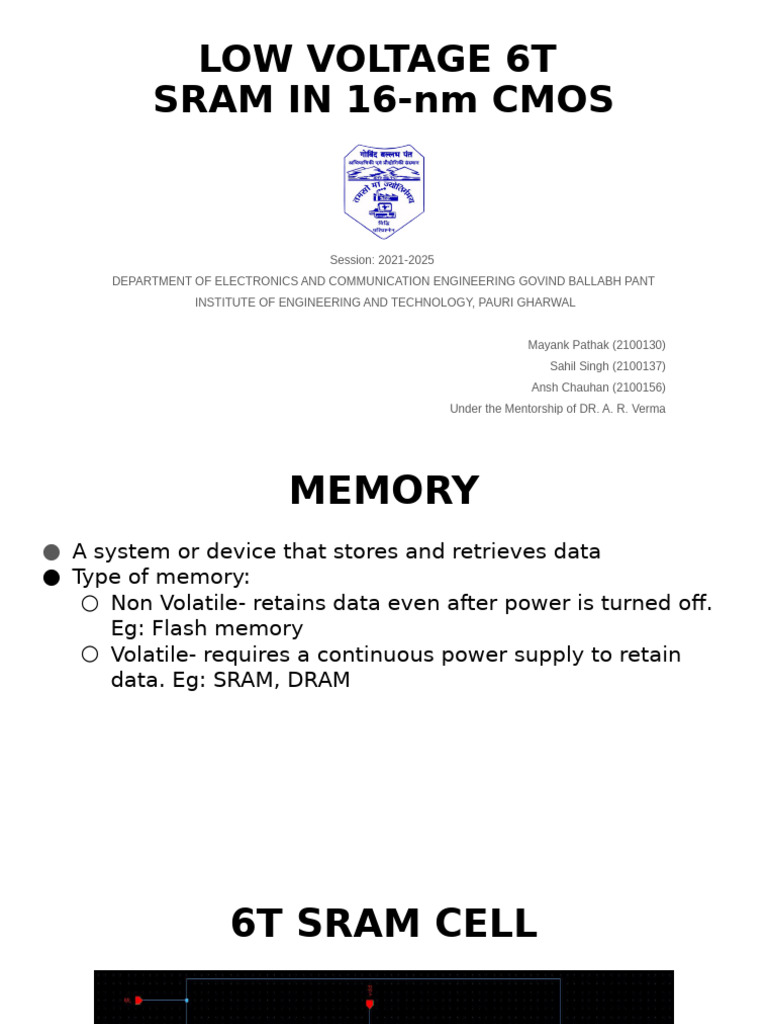 Low Voltage 6t Sram in 16-Nm Cmos | PDF | Semiconductors | Electrical ...