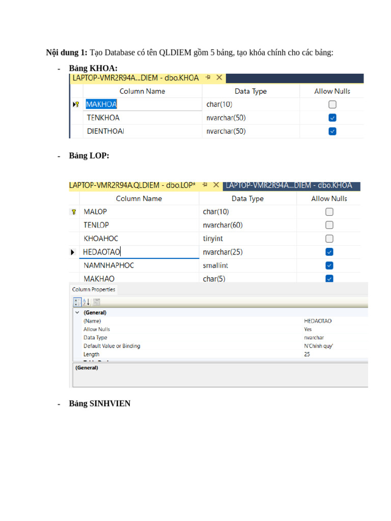 QTCSDL (3) - BÀI THỰC HÀNH SỐ 1 | PDF