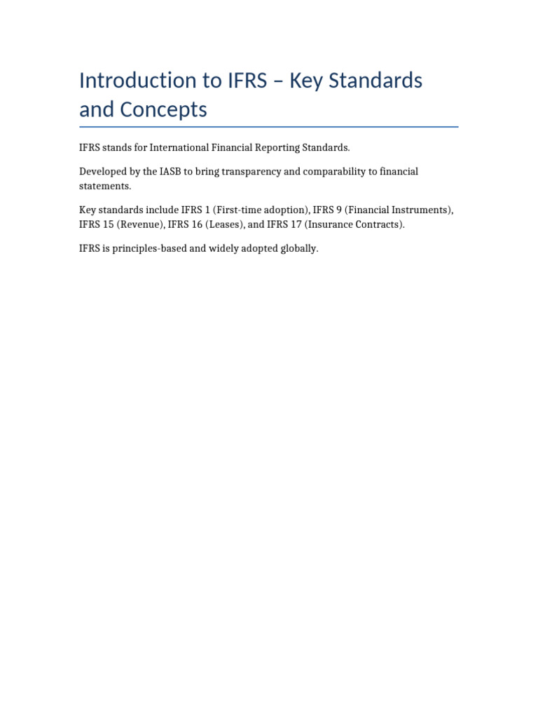 Introduction to IFRS – Key Sta | PDF