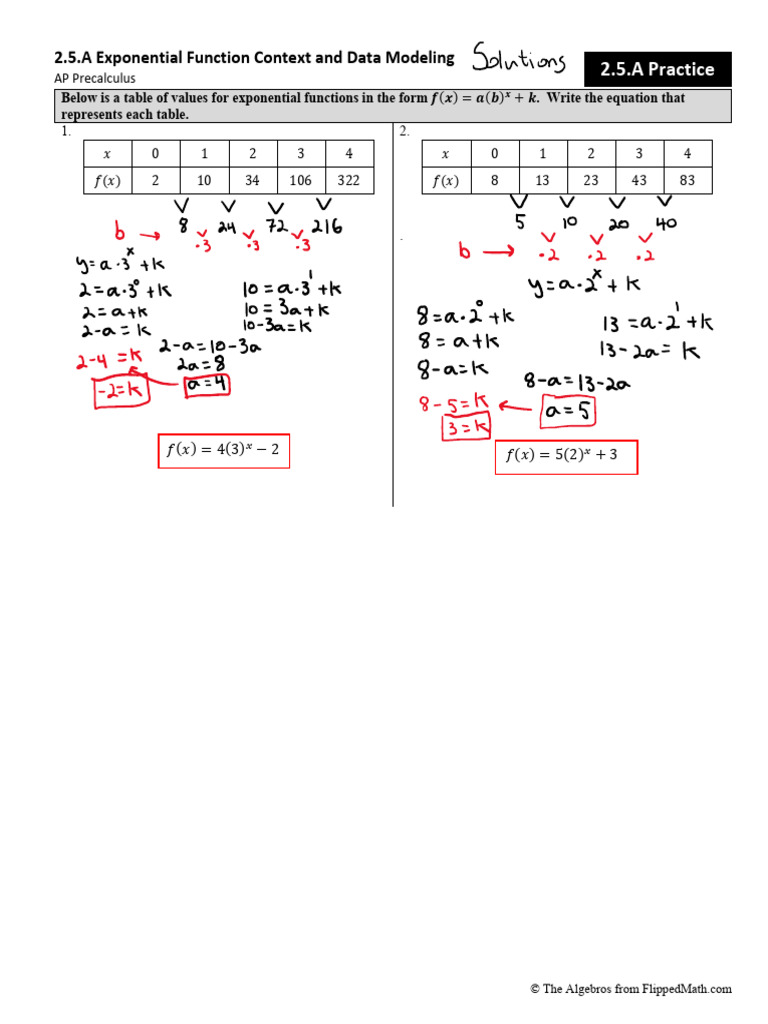 Appc 2.5.a Exp Regression-Solutions | PDF | Function (Mathematics) | Exponential Function