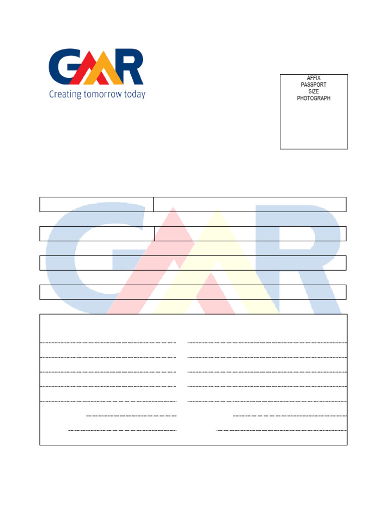 GMR APPLICATION FORM | PDF | Employment Compensation | Labor