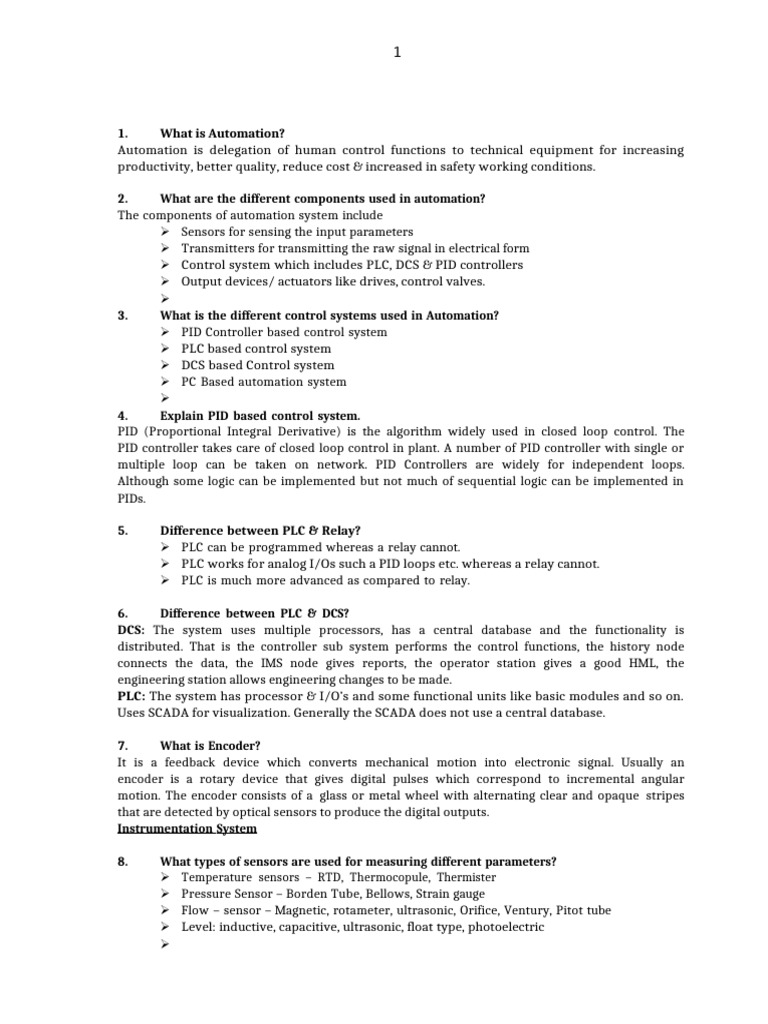 Question Answer For Interview | PDF | Programmable Logic Controller | Pressure Measurement
