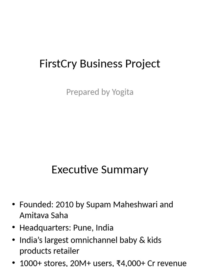 FirstCry Business Project Yogita | PDF