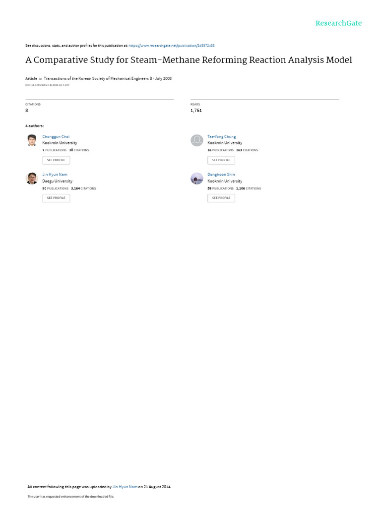 A Comparative Study For Steam-Methane Reforming Re | PDF