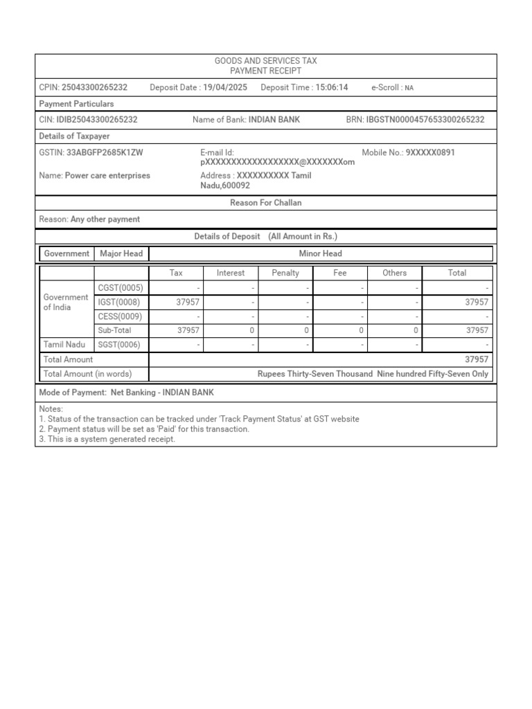 GST-Challan Receipt | PDF
