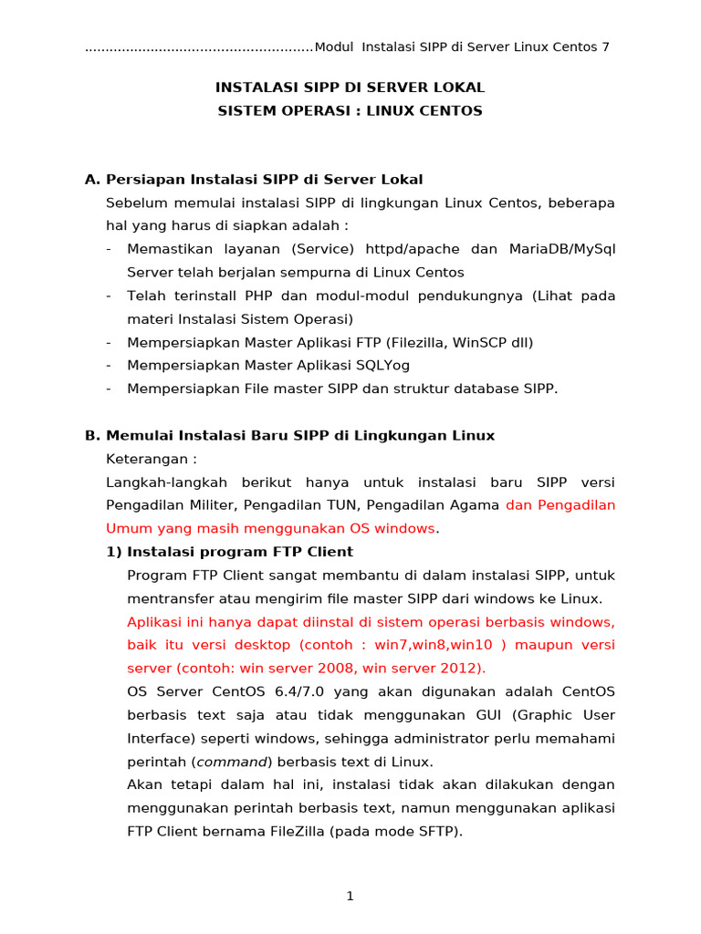 01-Instalasi Sipp Di Localhost (Linux Centos 7) | PDF