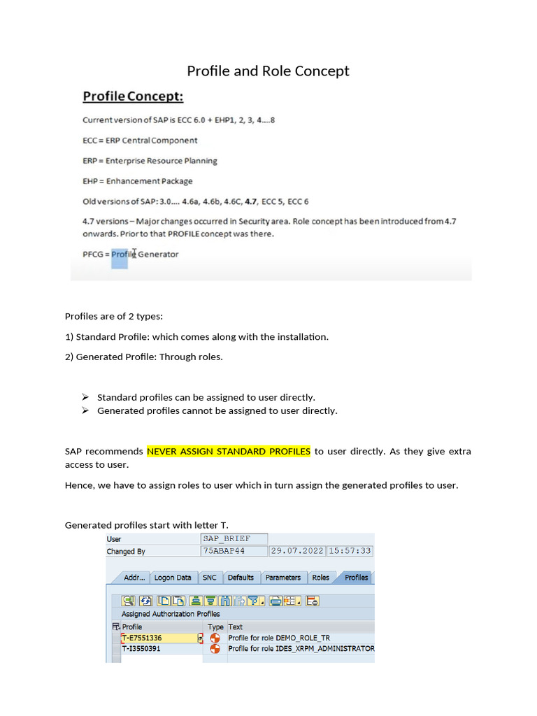 SAP User Profiles and Role Management | PDF | Business | Data