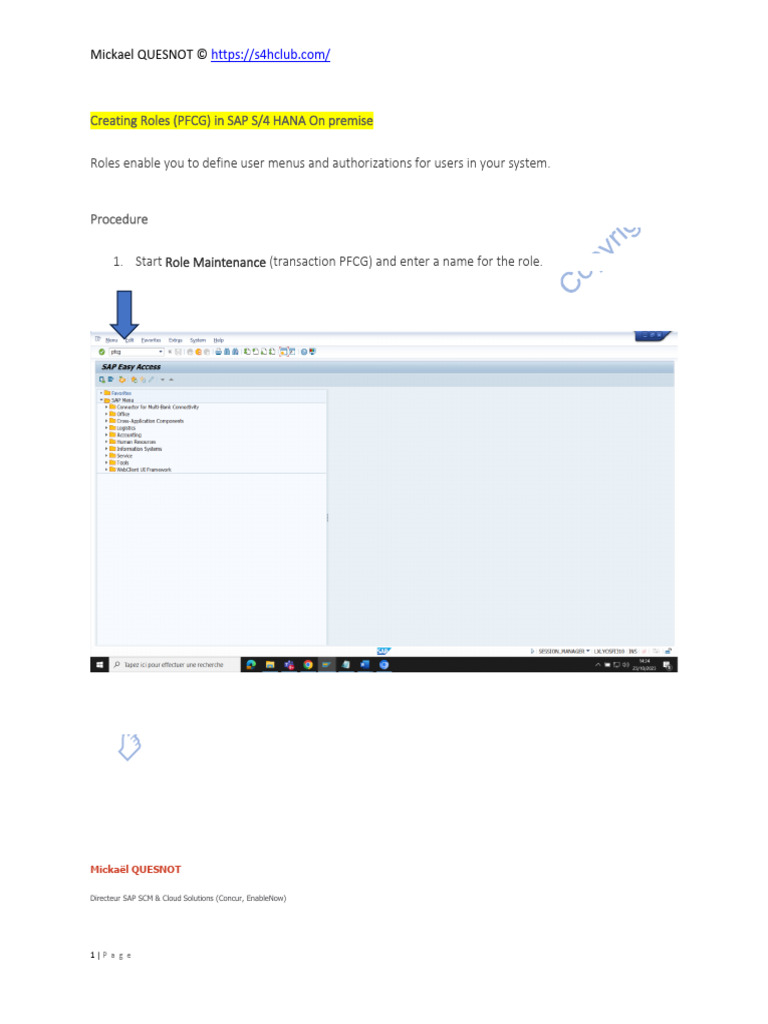 GU - SAP S4 HANA - Creating Roles | PDF | Menu (Computing) | Computer ...