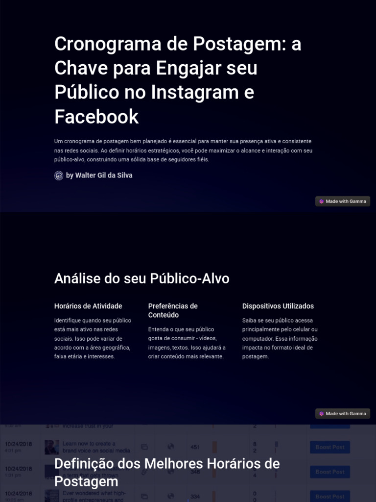 Cronograma de Postagem a Chave para Engajar seu Público no Instagram e Facebook | PDF | Facebook ...