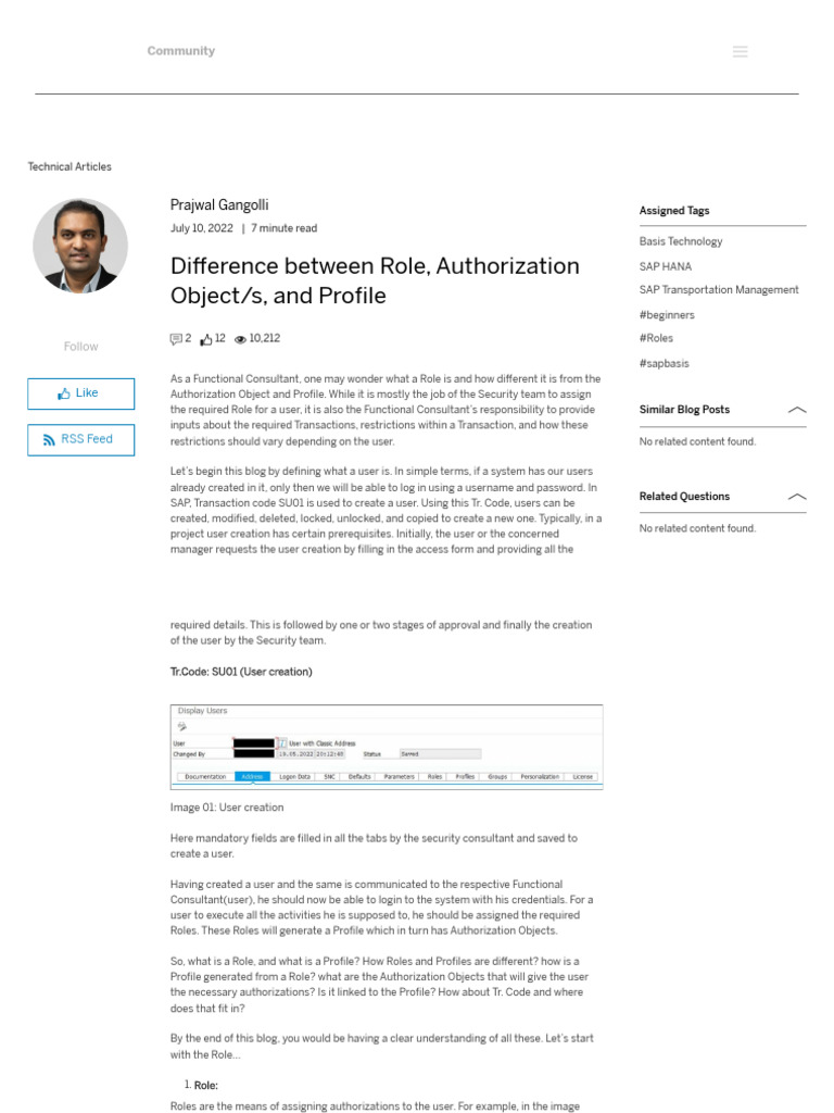 Roles vs. Profiles in SAP Security | PDF | User (Computing) | Computing