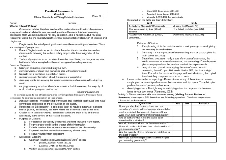 Ethical Standards in Writing RRL | PDF | Citation | Plagiarism