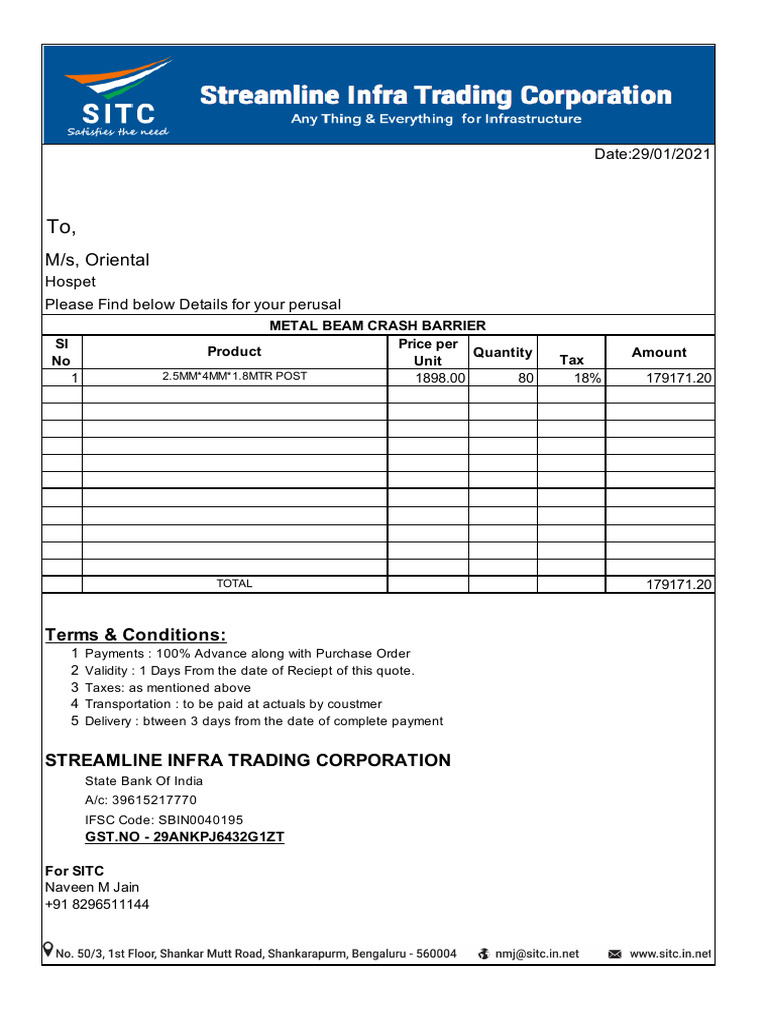 Oriental W Beam Quote Revised | PDF