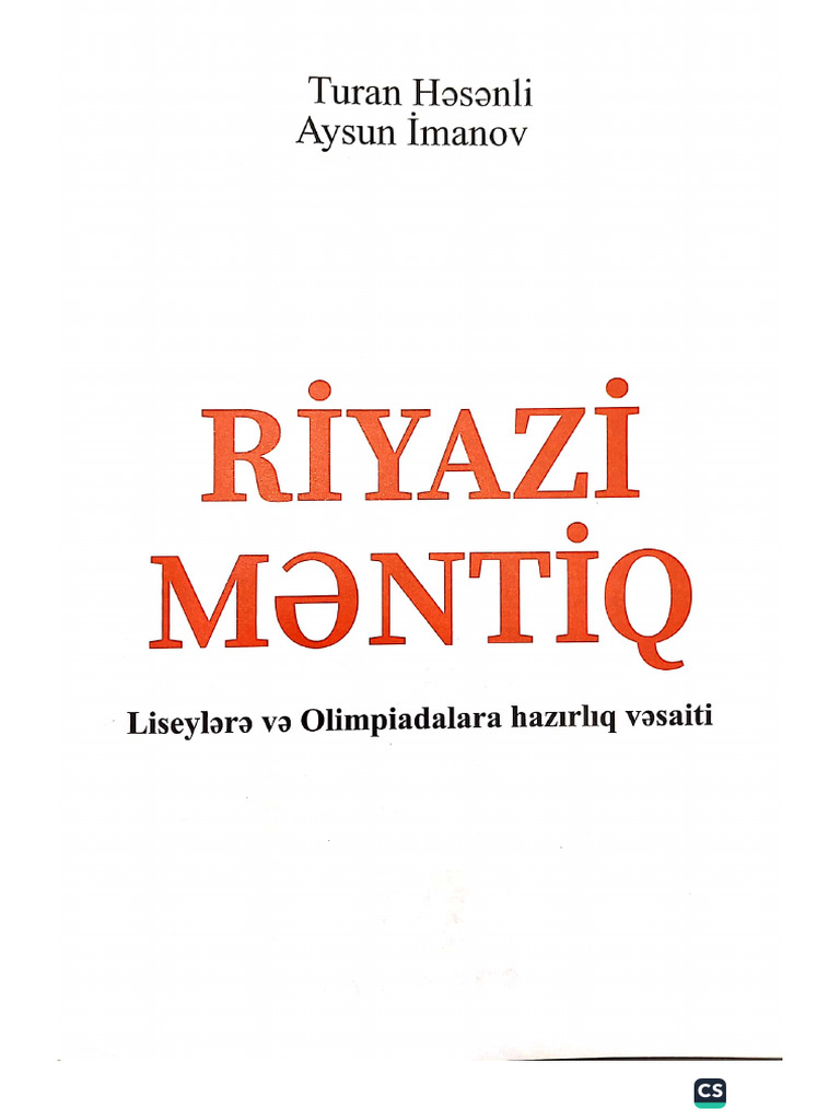 Riyazi Məntiq (Turan Həsənli) | PDF