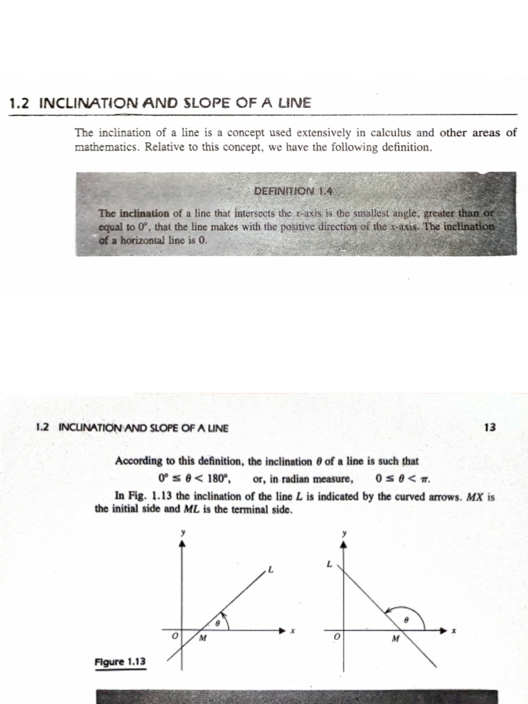 Inclination and Slope, Angle Between Lines | PDF