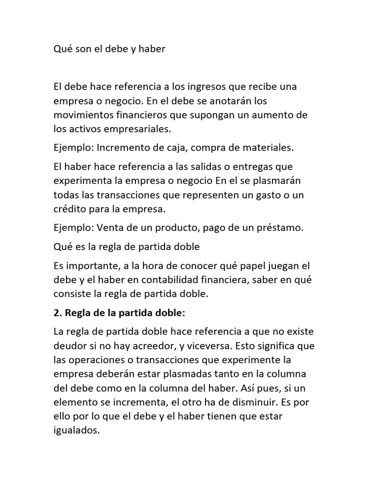 Qué Son El Debe y Haber | PDF | Contabilidad | Bancos