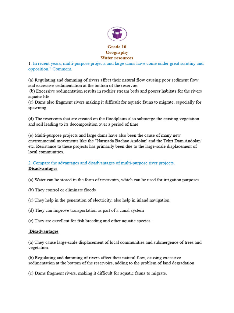 G10 - Notes - SST - Water Resources | PDF | River | Dam
