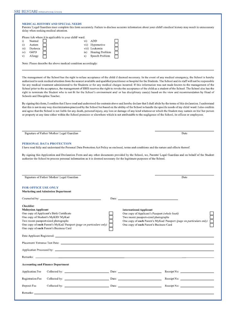 SBIS Application Form (Full) | PDF