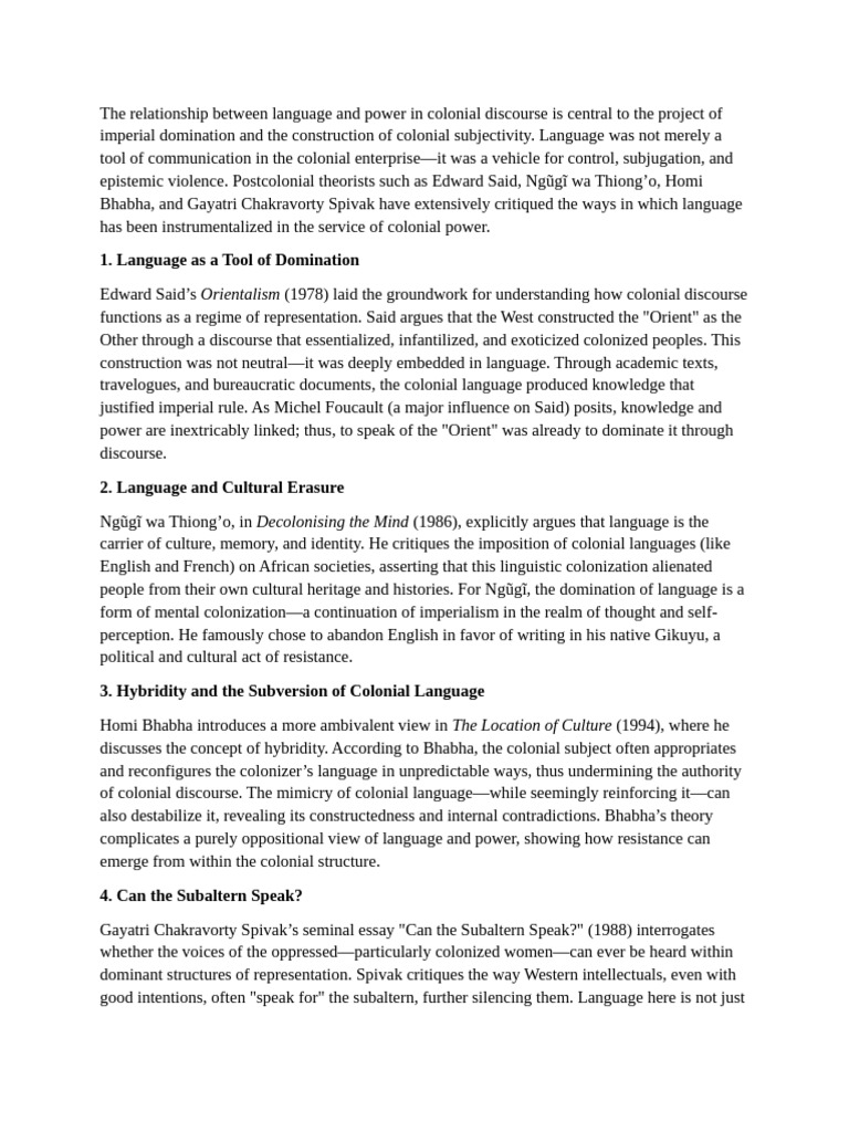 Colonial Discourse | PDF