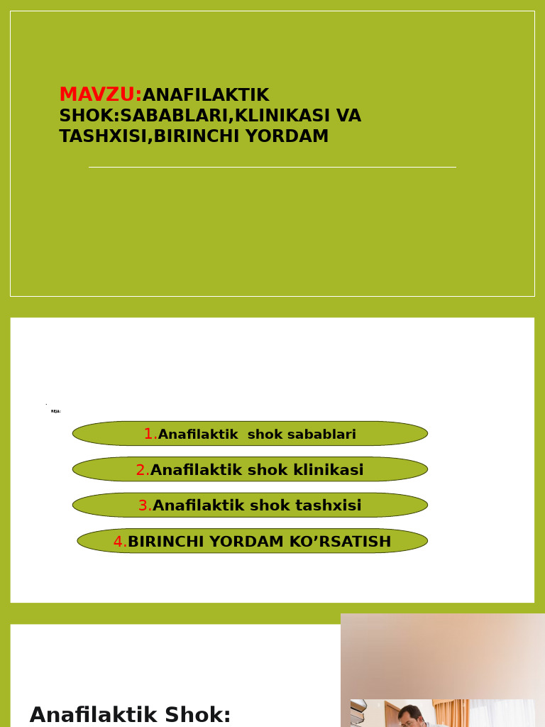 Anafilaktik Shok Sabablari Klinikasi Va Birinchi Yordam | PDF