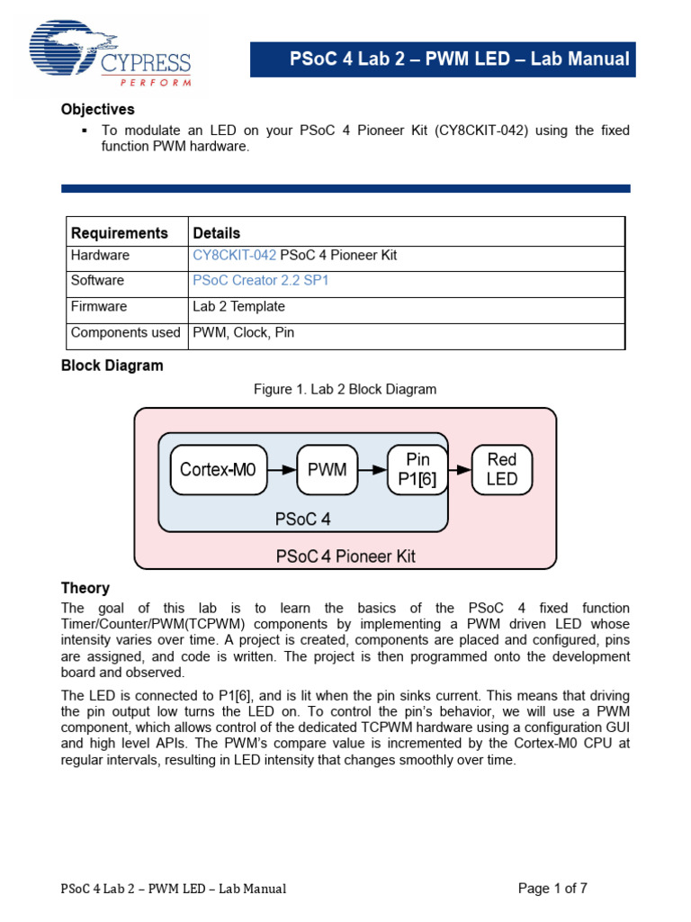 PSoC 4 Lab 2 - PWM LED - Lab Manual | PDF | Computer Engineering | Computing