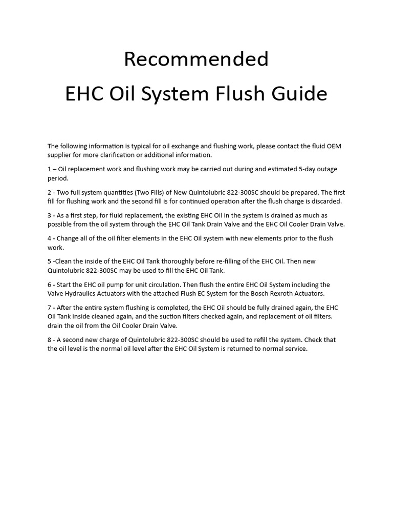 EHC Oil System Flush - 1 | PDF