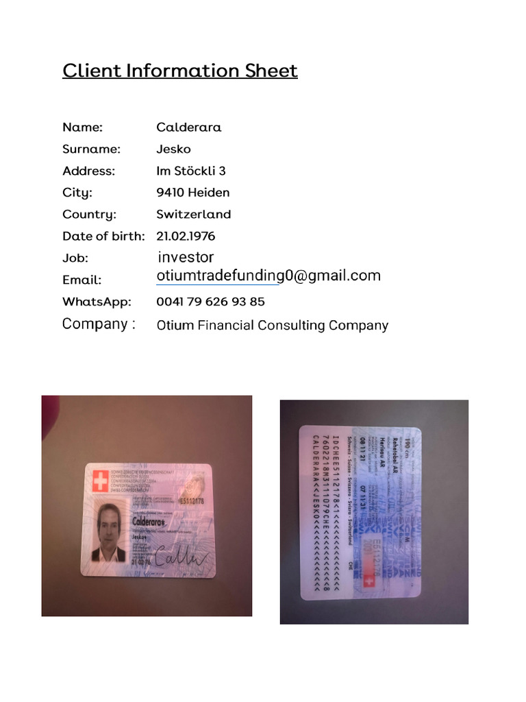 Client Information Sheet | PDF