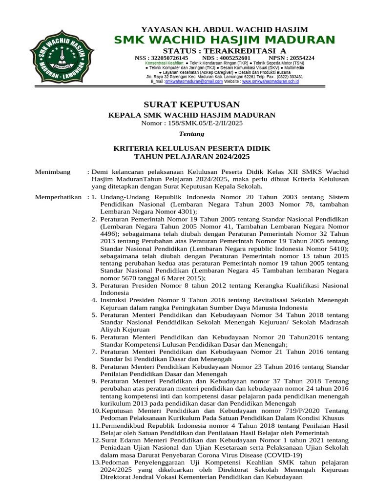 Kriteria Kelulusan SMK 2025 | PDF