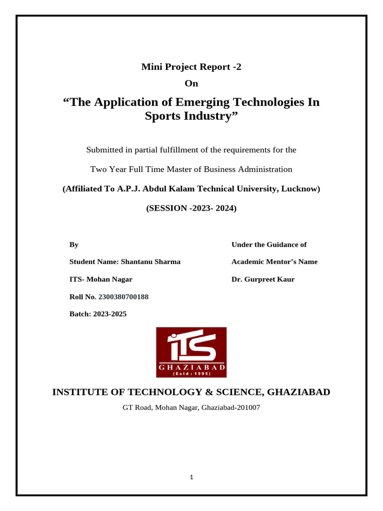 The Application of Emerging Technologies in Sports Industry | PDF ...