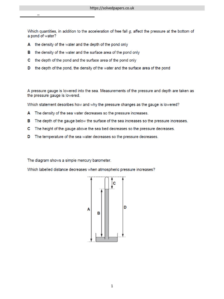2022 N Pressure Igcse Physics 0625 | PDF