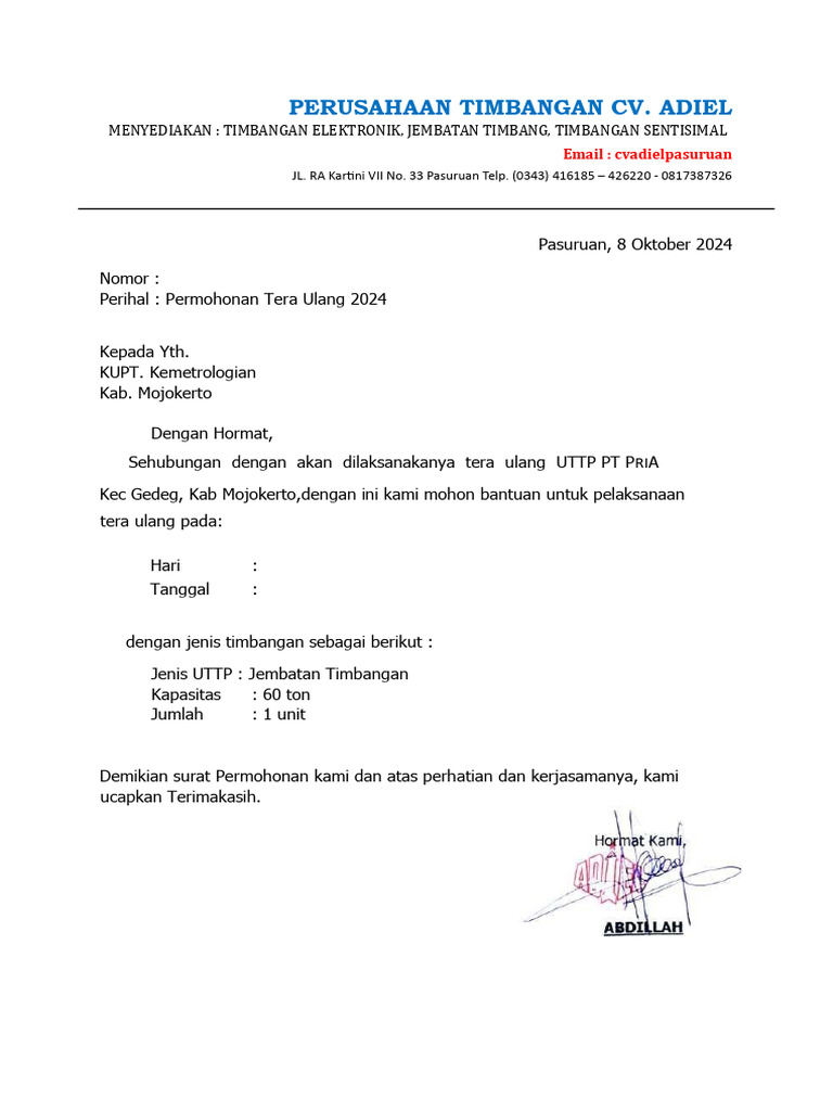 Permohonan PT Pria 2024 | PDF