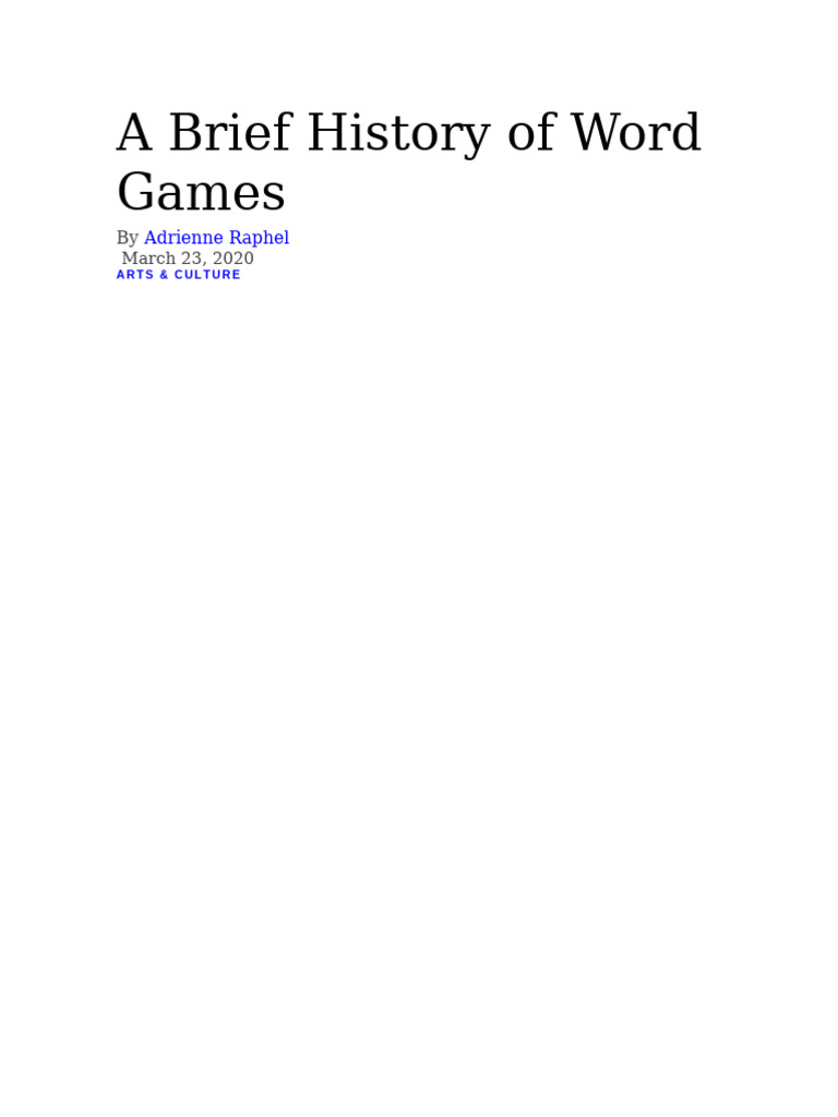History of Word Games and Crosswords | PDF | Crossword