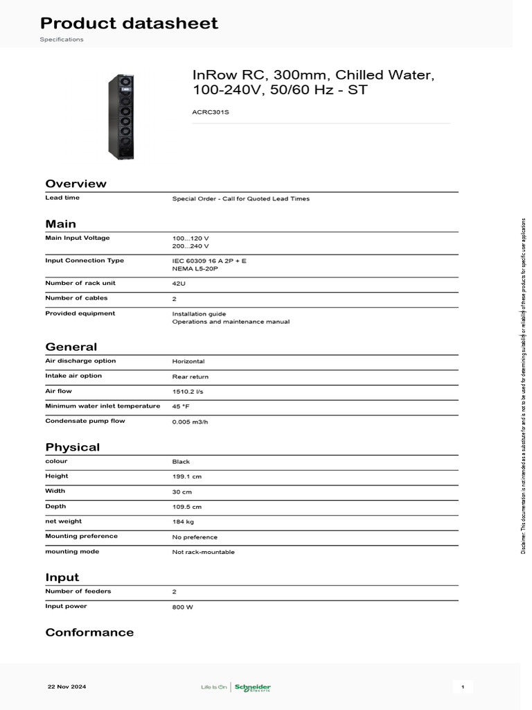 Schneider Electric - Uniflair-Chilled-Water-InRow-Cooling - ACRC301S ...