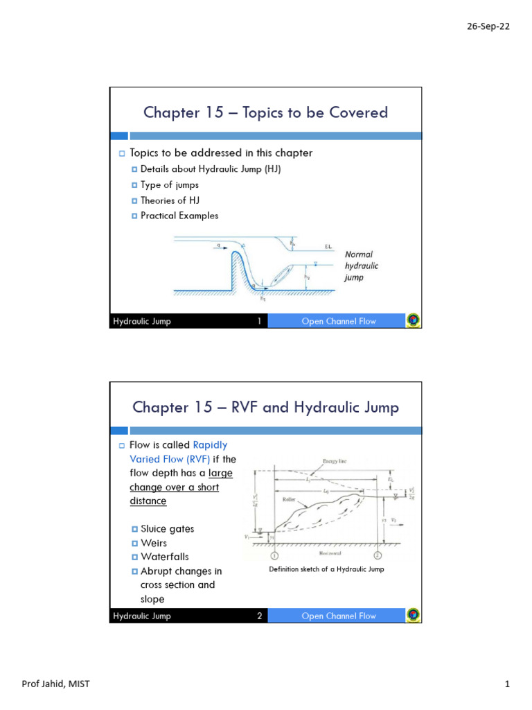 Chapter 15 - Hydraulic Jump | PDF | Hydraulic Engineering | Process Engineering