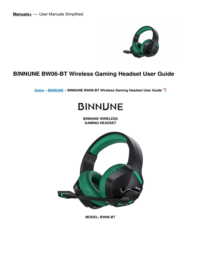 Binnune BW06-BT Headset User Guide | PDF | Radio | Bluetooth