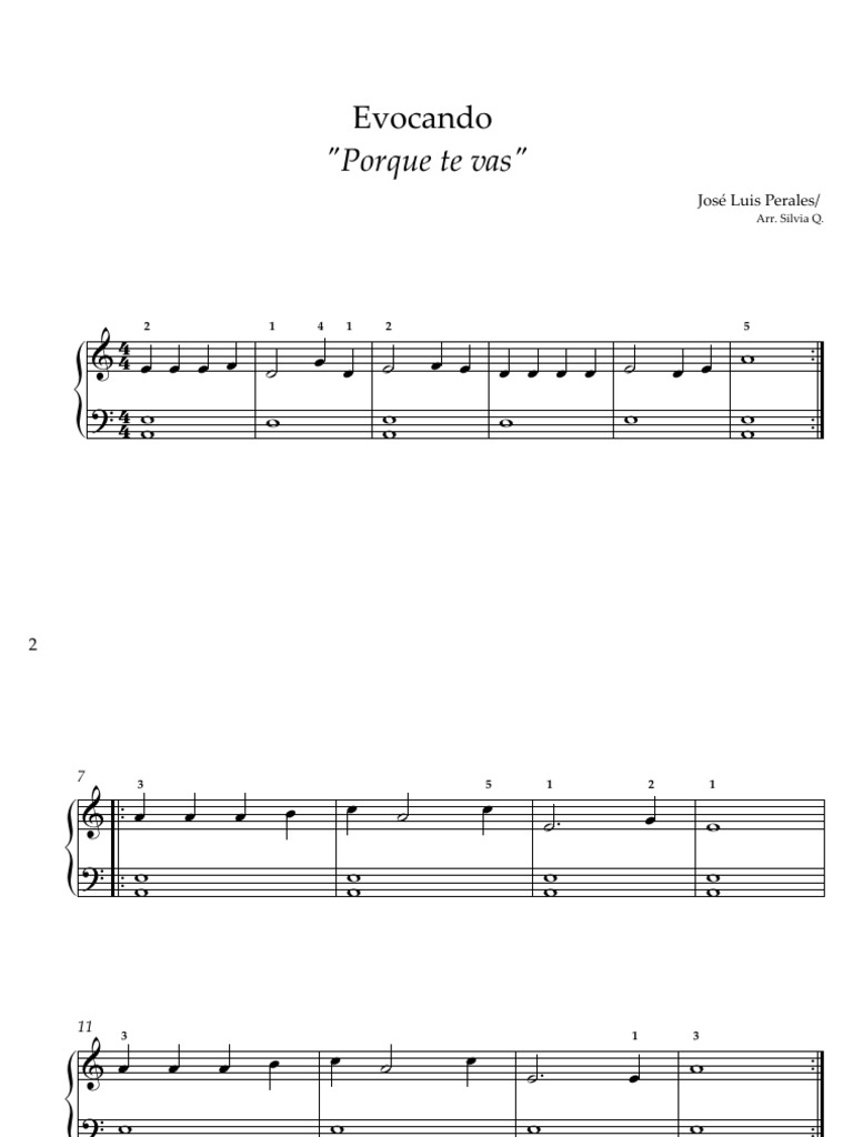 Porque Te Vas - FÁCIL - REDUCIDA - Partitura Completa | PDF