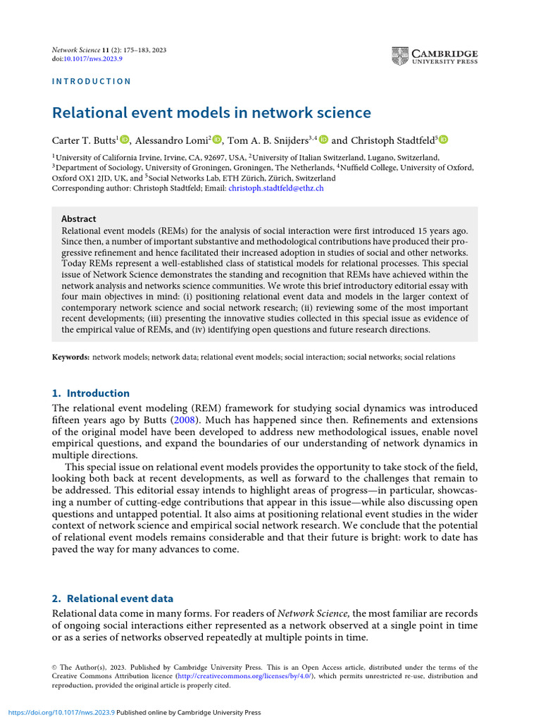 Div Class Title Relational Event Models in Network Science Div | PDF | Social Network | Methodology