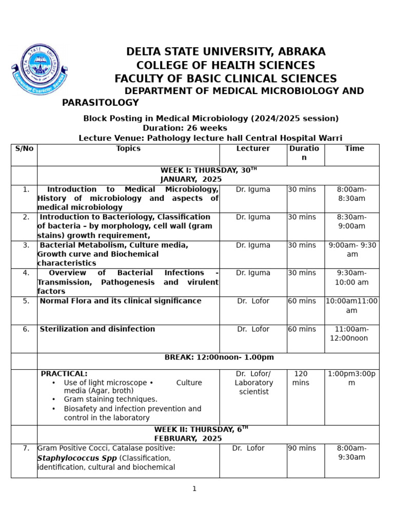 MMB Lecture Schedule 2025 | PDF | Virus | Virology