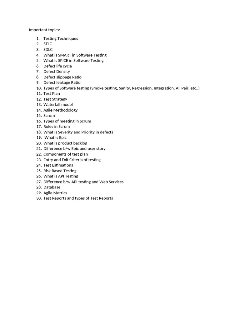 Important Topics | PDF
