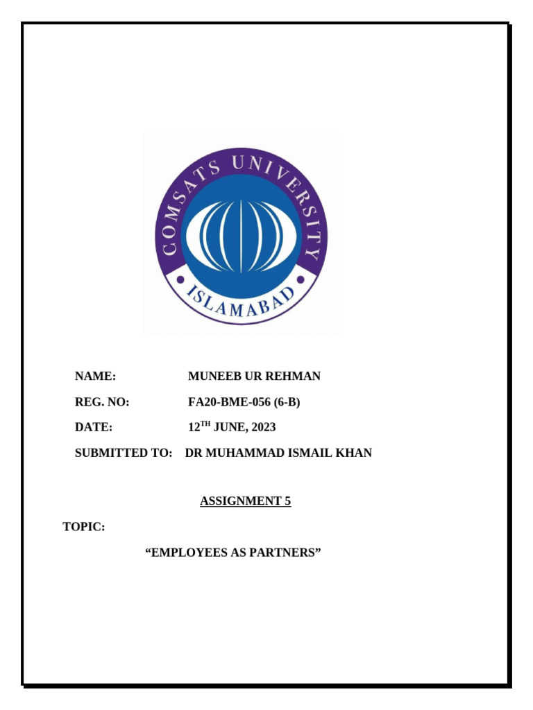 Fa20-Bme-056 6B Muneeb Ur Rehman Assignment 4 Eship | PDF | Social Psychology