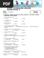 Soal UAS PAI Kelas 1 SD Semester 2 Dan Kunci Jawaban PDF | PDF | Seni ...