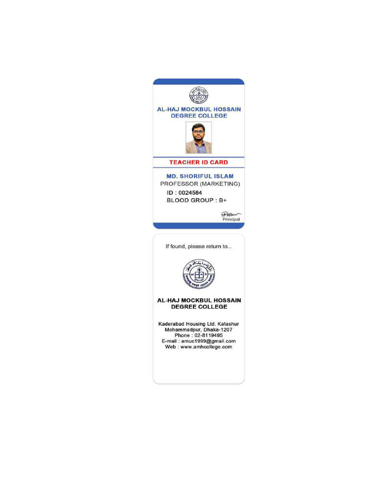 Teacher ID CARD | PDF