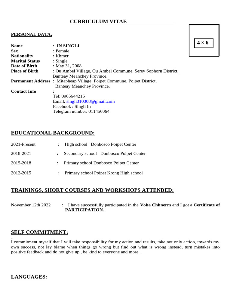 Singli CV 2023 | PDF