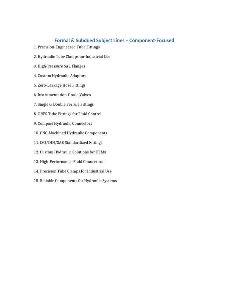 Component Focused Subject Lines | PDF