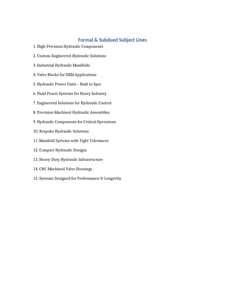 Formal Subdued Subject Lines | PDF