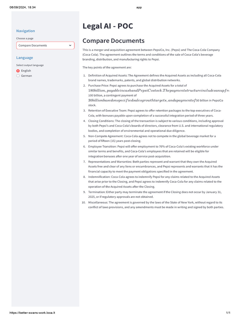 PepsiCo-Coca-Cola Merger Agreement Details | PDF | Pepsi Co | Coca Cola