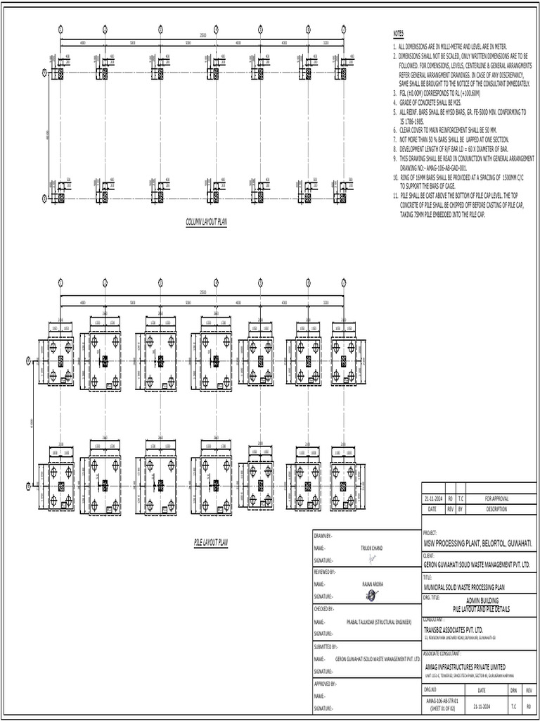 Guwahati - Admin Building Pile Layout and Pile Details R-0 | PDF | Deep Foundation | Pollution